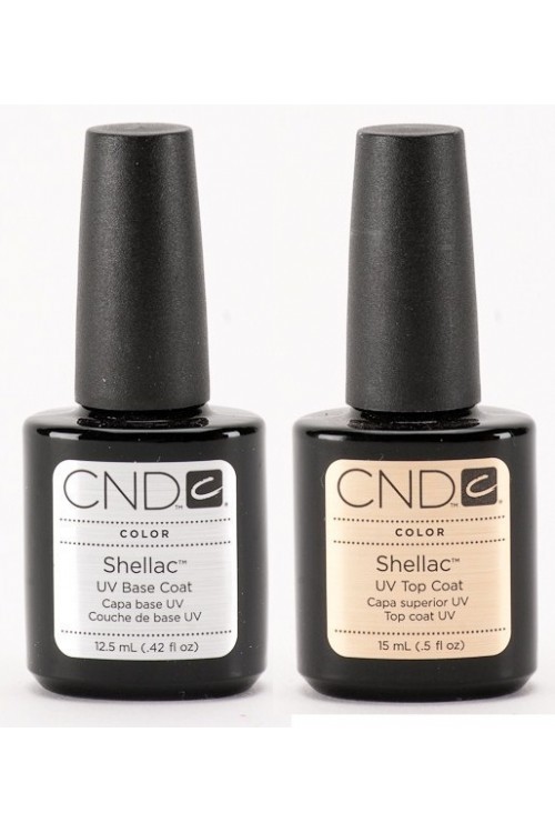 CND Shellac Power Polish - UV Top Coat (0.5oz / 15ml) / Base Coat (0 ...